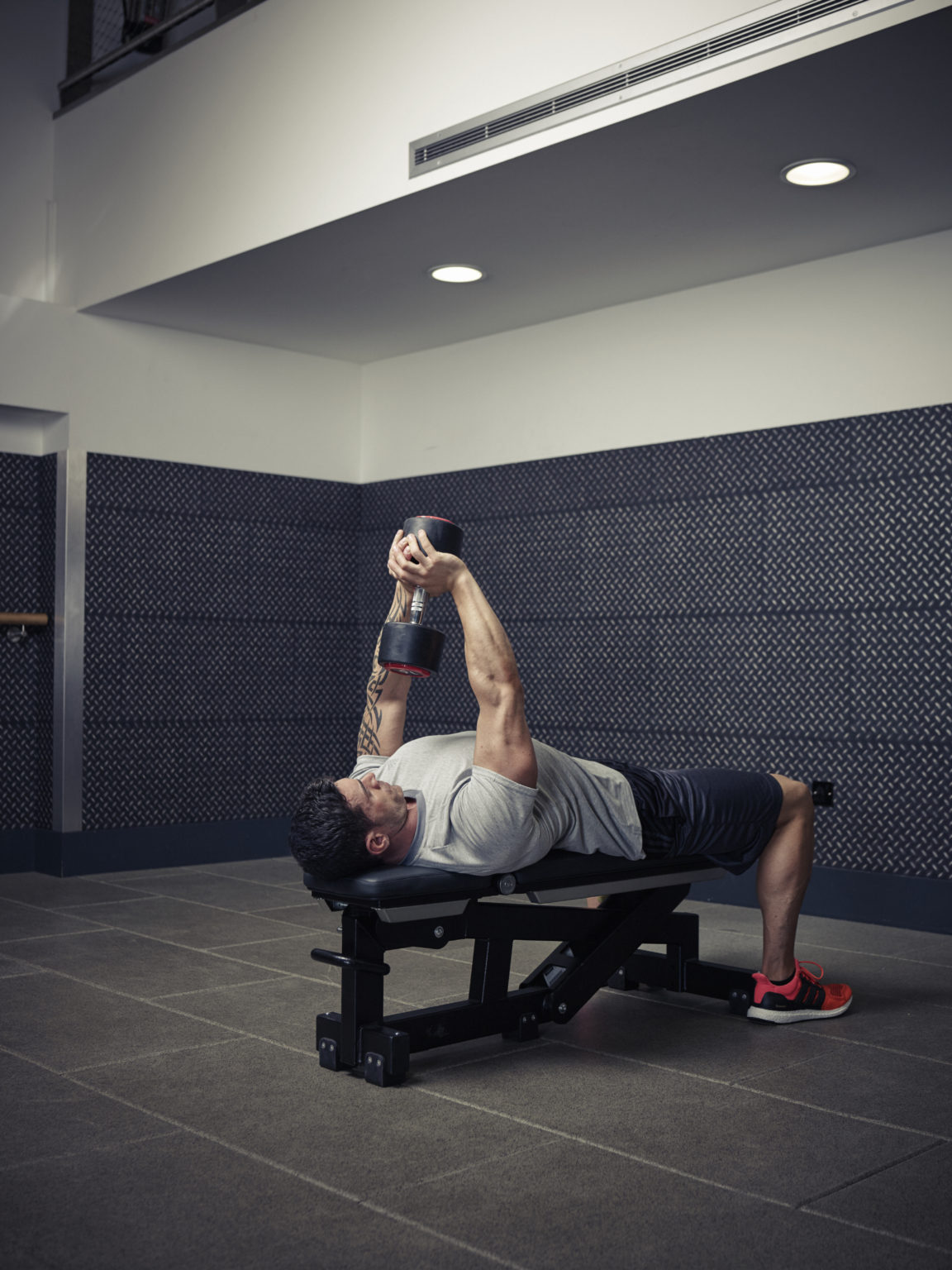 Do the dumbbell pullover to build a bigger chest